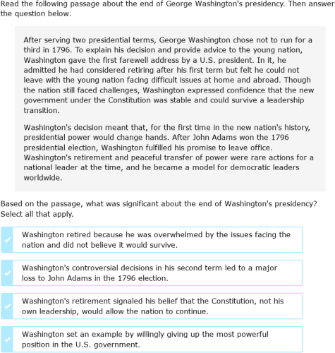 IXL - The presidency of George Washington (U.S. History practice)