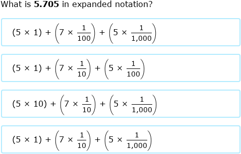 IXL | Convert decimals between standard form and expanded notation using fractions | 5th grade math