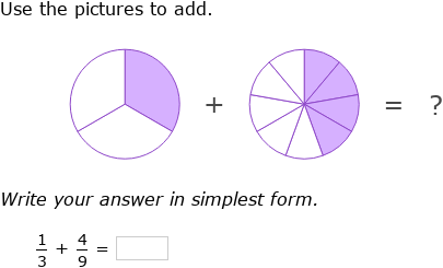 IXL | Add fractions with unlike denominators using objects | 5th grade math