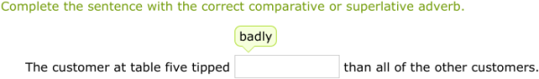 IXL | Well, better, best, badly, worse, and worst | 9th grade language arts