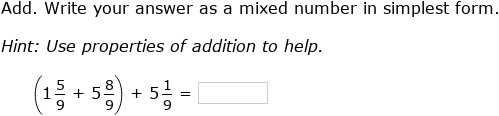 IXL | Add fractions and mixed numbers using properties | 4th grade math