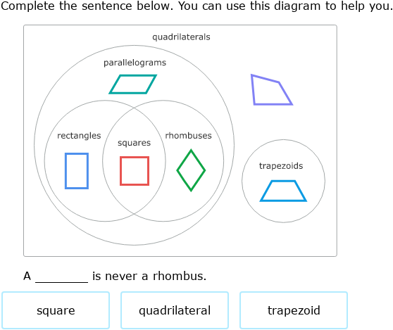 IXL | Describe relationships among quadrilaterals | 4th grade math