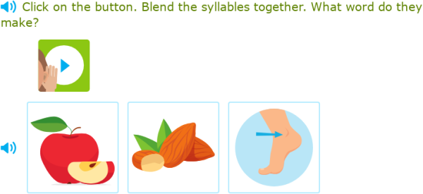 IXL | Blend syllables together to make a word | Pre-K language arts