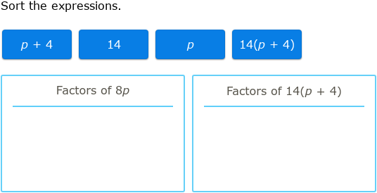 IXL | Sort factors of variable expressions | 6th grade math