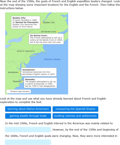 IXL | French and English expeditions: part II | 6th grade social studies