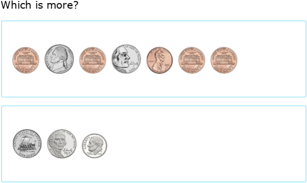 IXL | Compare money amounts - pennies, nickels, and dimes | 1st grade math