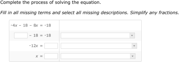 IXL - Solve linear equations: complete the solution (Algebra 2 practice)