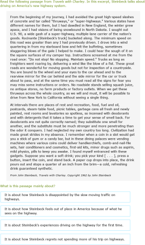 IXL | Analyze passages from Travels with Charley: Part 1 | 8th grade ...
