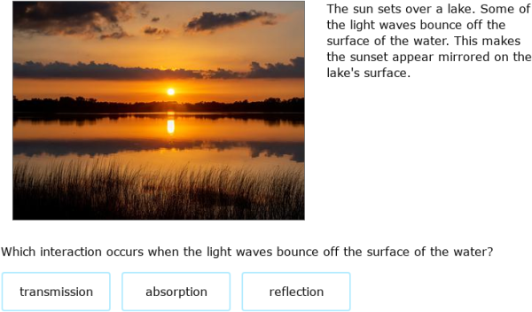 IXL | Transmission, reflection, and absorption of waves | 8th grade science