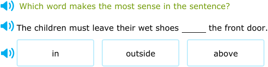 IXL | Select the best preposition to complete the sentence | 2nd grade ...