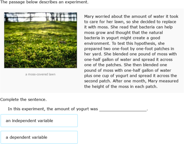 IXL - Identify independent and dependent variables (Biology practice)