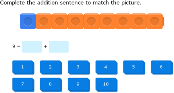 IXL | Take apart numbers up to 10: addition sentences | 1st grade math