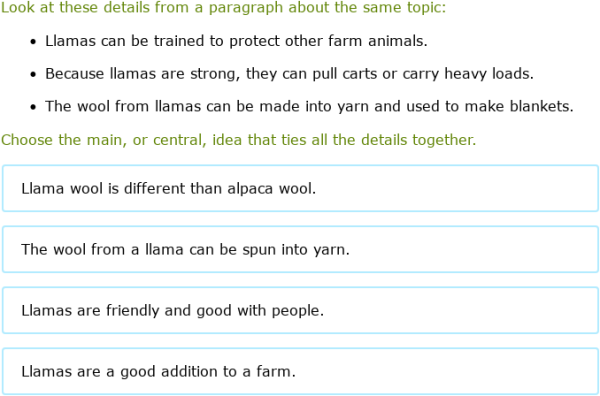 IXL | Use key details to determine the central idea | 5th grade ...