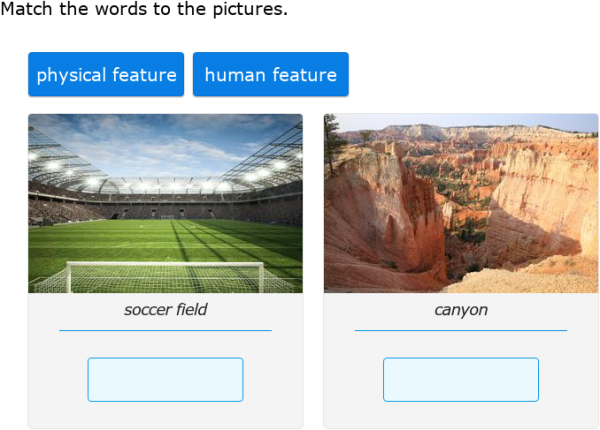 IXL | Identify human and physical features | Kindergarten social studies