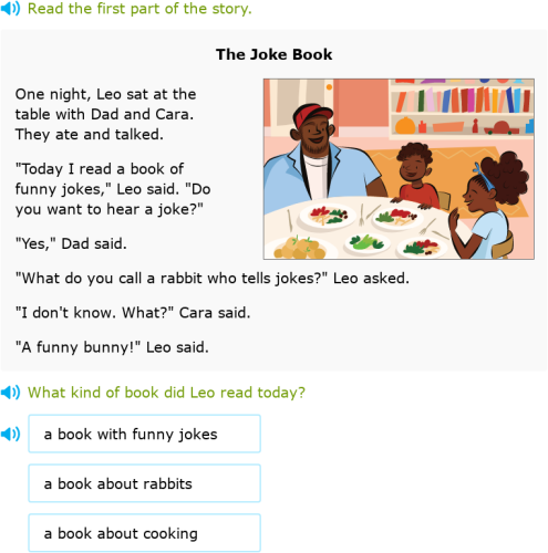 IXL | Read realistic fiction | 1st grade language arts