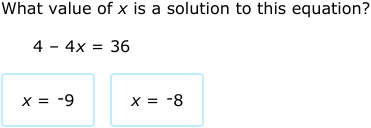 IXL | Which x satisfies an equation? | 7th grade math