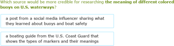 IXL | Understand source credibility | 5th grade language arts