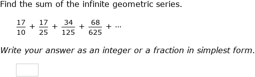 IXL - Find the sum of a convergent geometric series (Algebra 2 practice)
