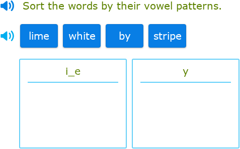 IXL | Use spelling patterns to sort long i words | 1st grade language arts