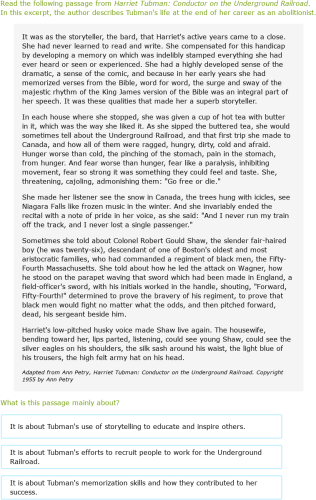 IXL | Analyze passages from Harriet Tubman: Conductor on the ...