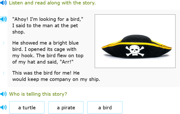 IXL | Who is telling the story? | Kindergarten language arts