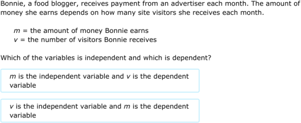 IXL Identify Independent And Dependent Variables Word Problems 6th 