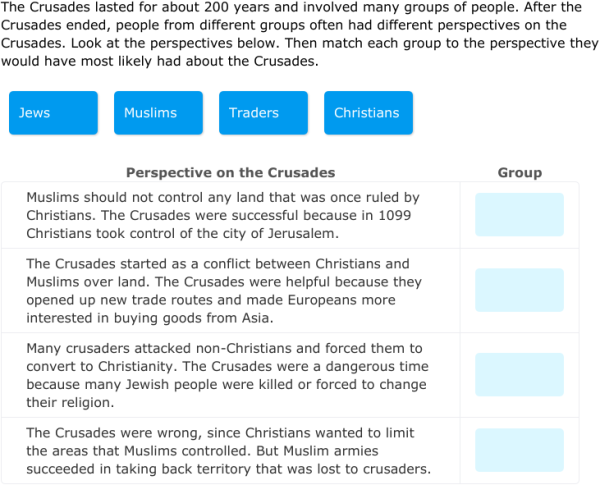 IXL | The Crusades | 7th grade social studies