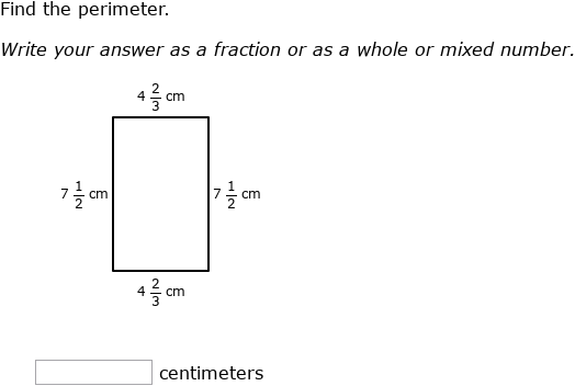 IXL | Perimeter and area of rectangles and squares: mixed number side ...