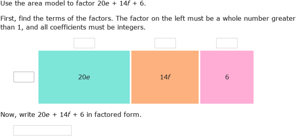 IXL | Factor variable expressions: area models | 6th grade math
