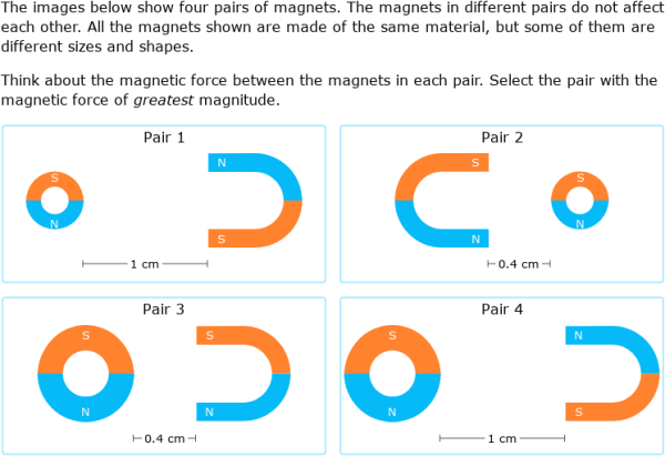 IXL | Compare magnitudes of magnetic forces | 6th grade science