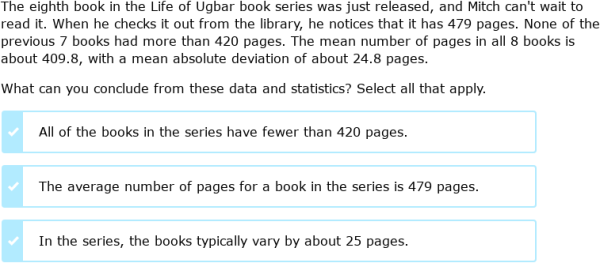 IXL | Interpret mean and mean absolute deviation | 7th grade math