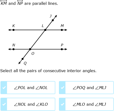 Consecutive Interior Angles Examples