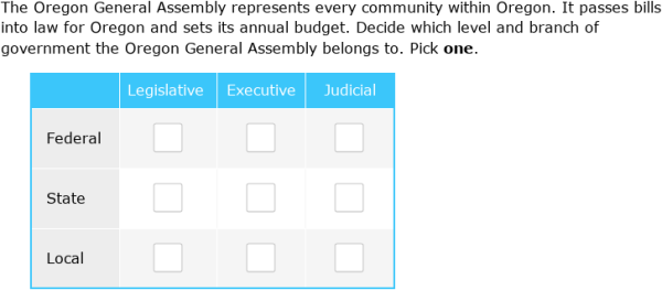 IXL - Identify levels and branches of government (Civics & government ...