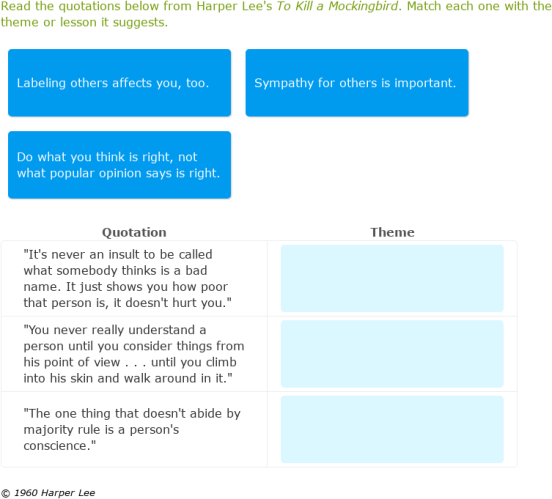 IXL | Match the quotations with their themes | 10th grade language arts
