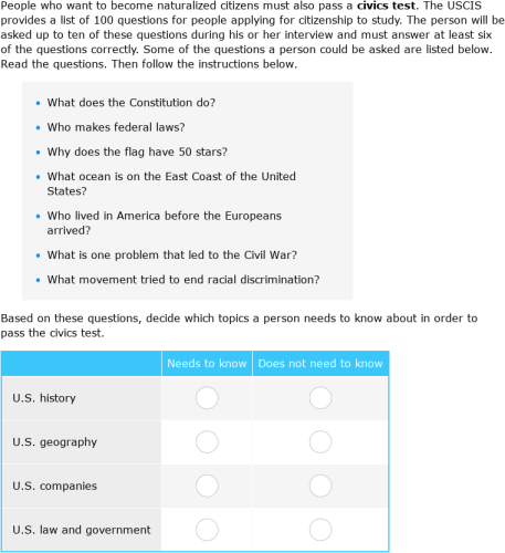 IXL | Citizenship and the naturalization process | 8th grade social studies