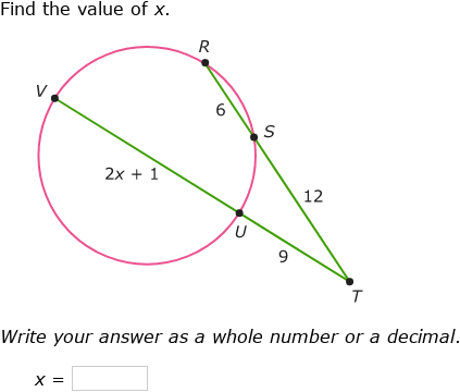 IXL - Segments formed by intersecting secants (Geometry practice)