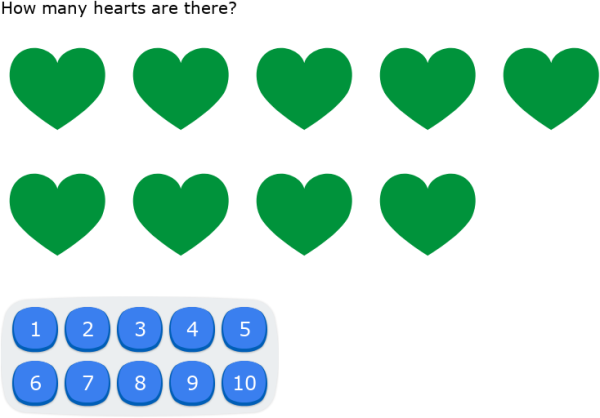 IXL | Count shapes in rows - up to 10 | Kindergarten math
