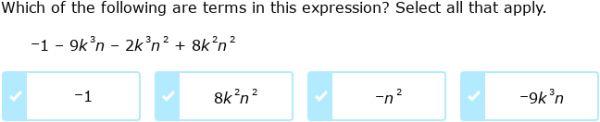 IXL - Identify terms and coefficients (Algebra 1 practice)