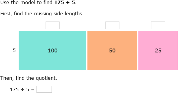 IXL | Divide three-digit numbers by one-digit numbers using area models ...