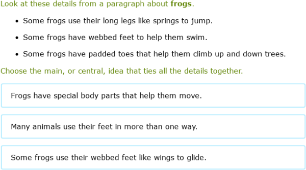 IXL | Use key details to determine the central idea | 3rd grade ...