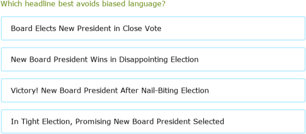 IXL | Evaluate newspaper headlines for bias | 7th grade language arts
