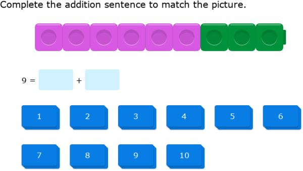 IXL | Take apart 8 and 9 - addition sentences | Kindergarten math