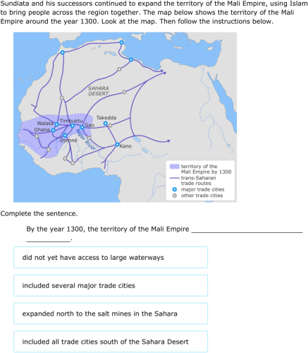 IXL | Origins and development of the Mali Empire | 7th grade social studies