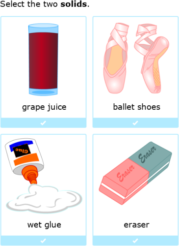 IXL | Identify solids and liquids | 1st grade science