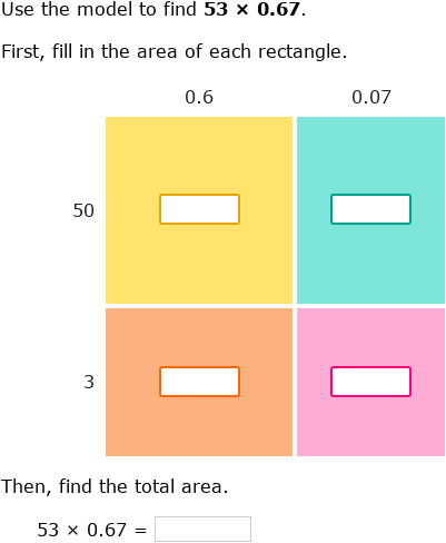 IXL | Multiply a decimal by a two-digit whole number using area models ...