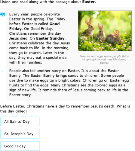 IXL | Easter | Kindergarten social studies