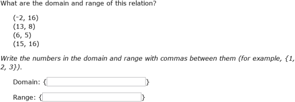 IXL - Domain and range of relations (Algebra 1 practice)