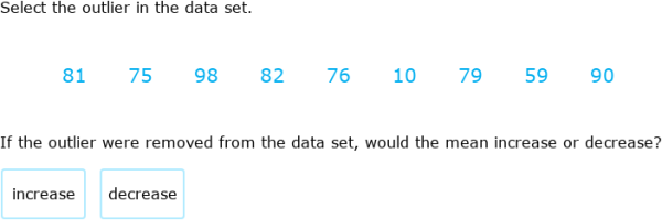 IXL | Identify an outlier and describe the effect of removing it | 7th ...