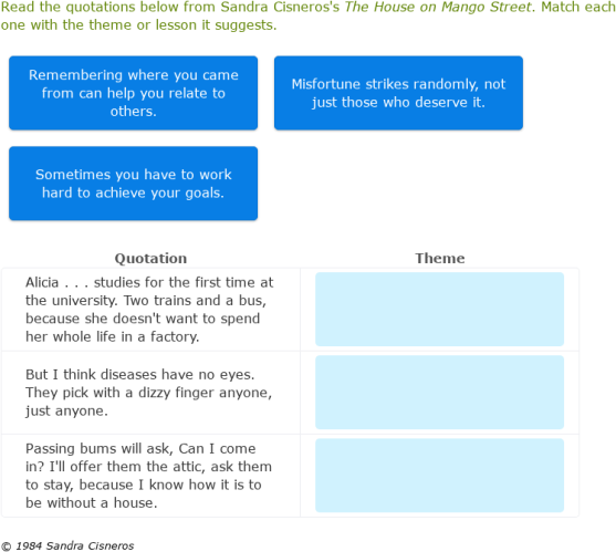 IXL | Match the quotations with their themes | 10th grade language arts