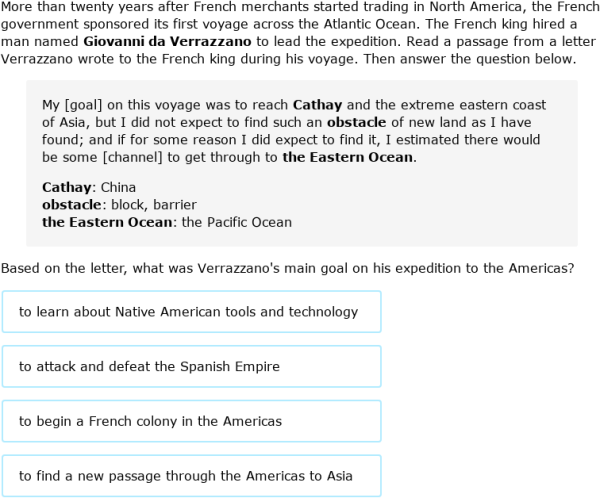 IXL | French and English expeditions: part I | 6th grade social studies